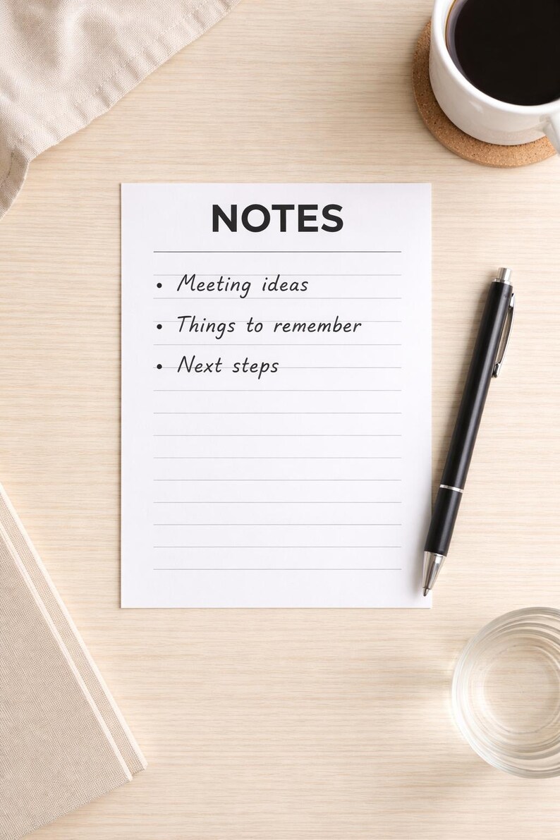 XL Notes Page Printable | Large Print Lined Notes Sheet PDF Download - Etsy