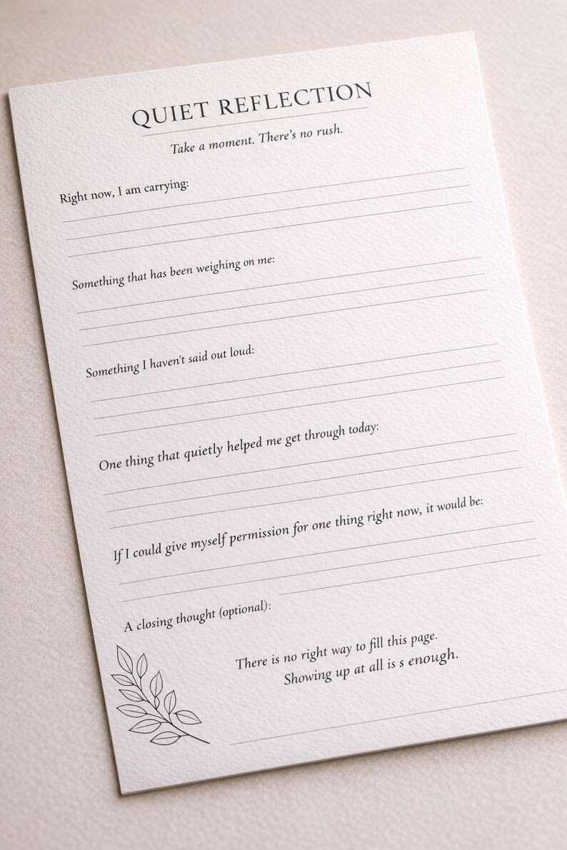 Quiet Reflection Printable | Gentle Self Reflection Journal Page | Calm ...