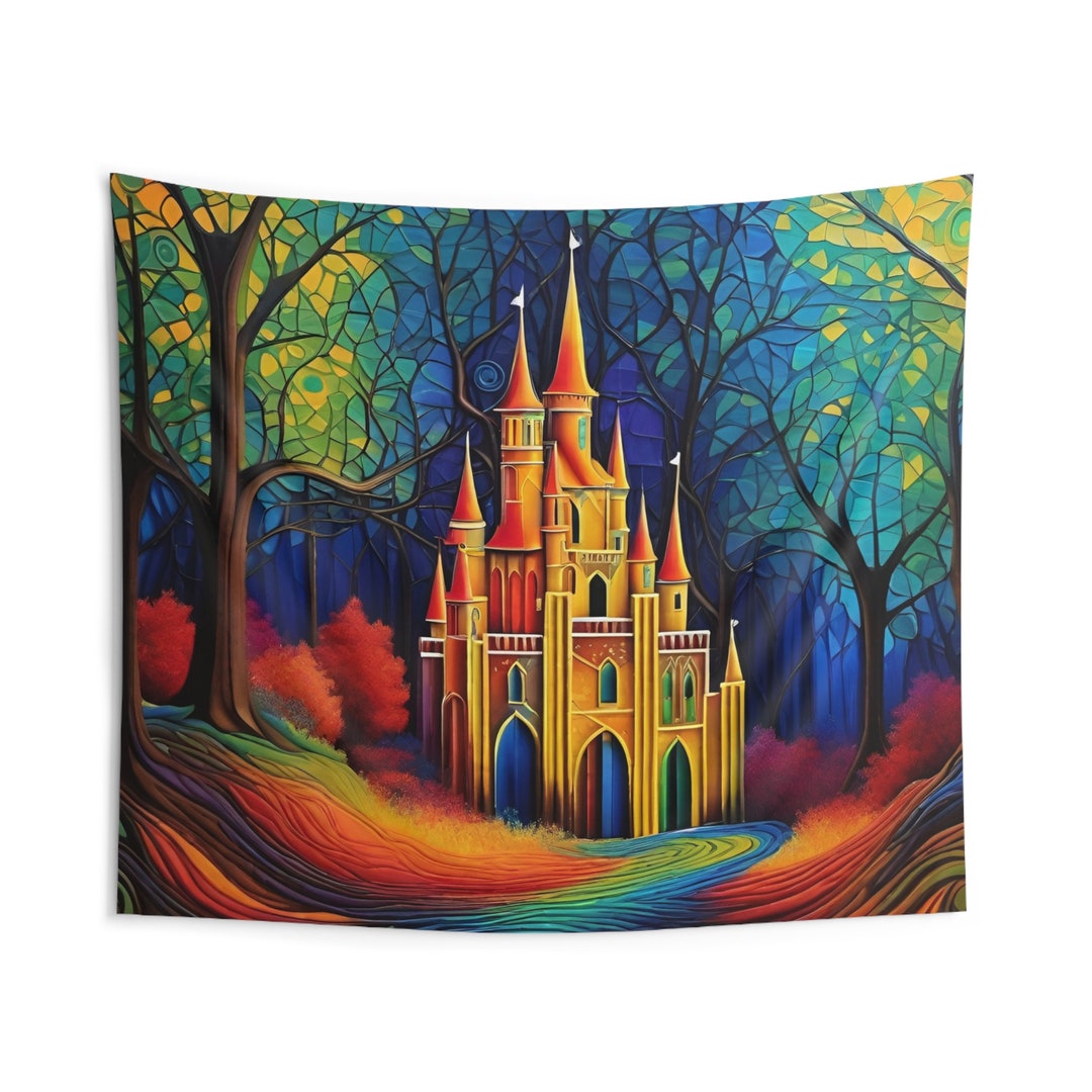Colorful Fantasy Castle Indoor Wall Tapestries - Etsy