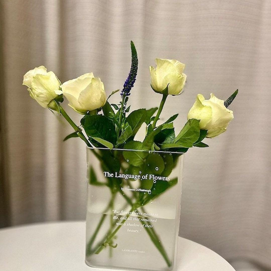 Acrylic Book Vase for Flowers Bookshelf Decor Modern Home Decor for ...