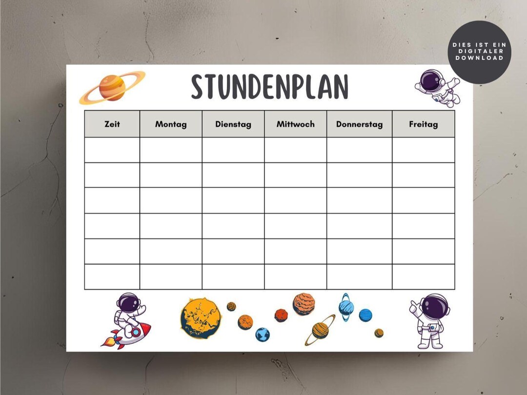Timetable, Digital Products, Printable Timetable, Digital Download ...
