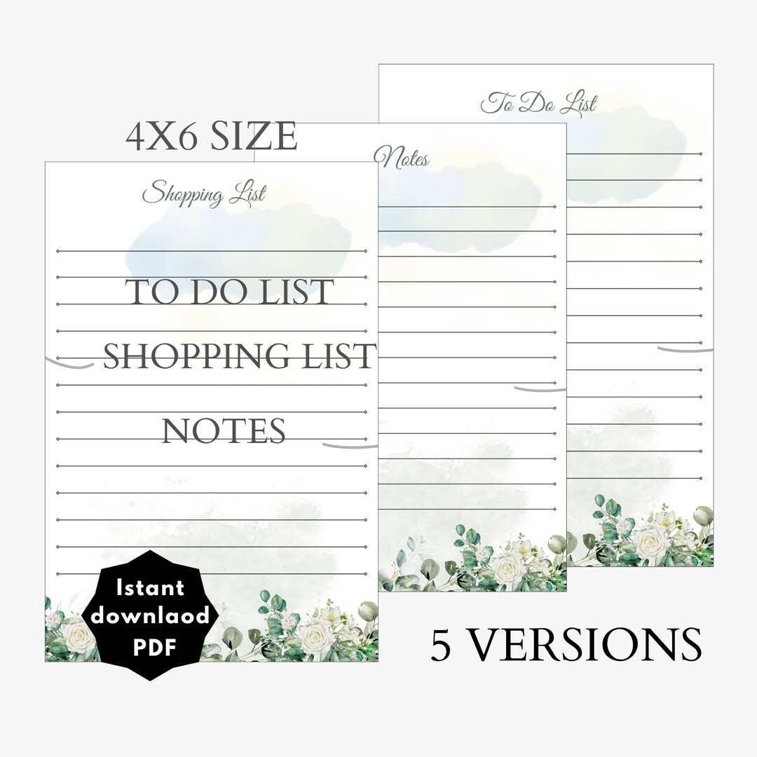 To Do Shopping List Printable Card 4x6in Instant Download Templates ...