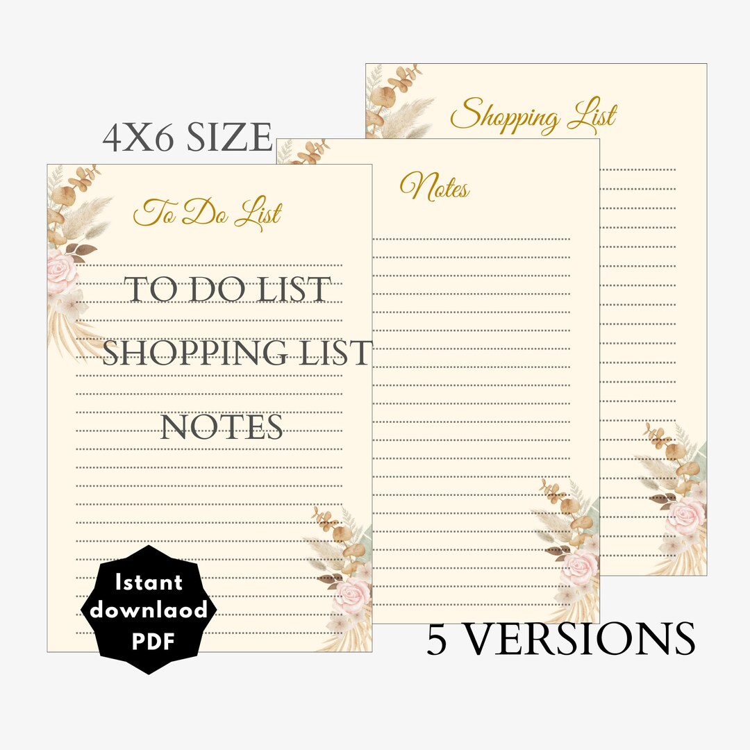 To Do Shopping List Printable Card 4x6in Instant Download Templates ...