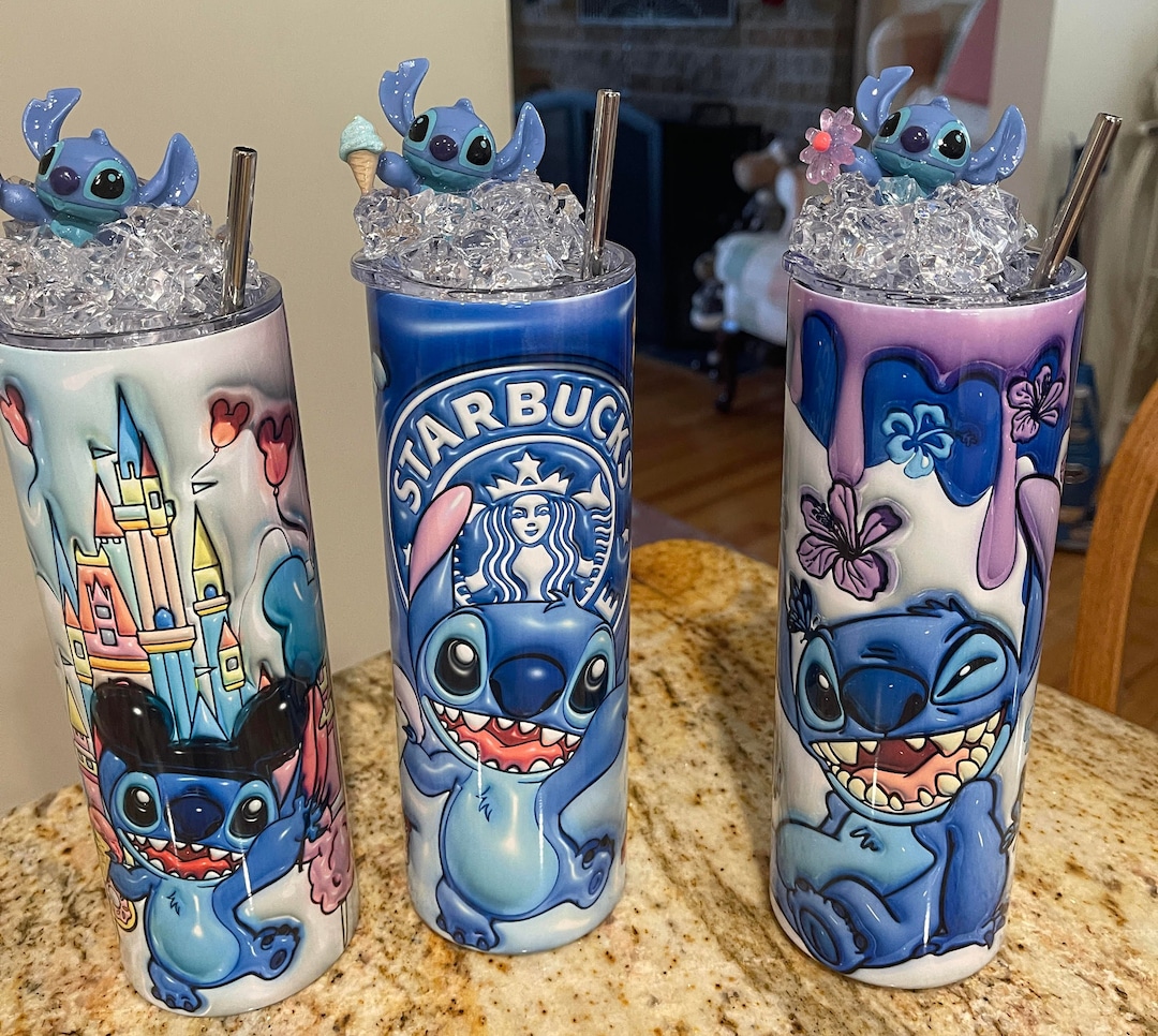 Tumbler, Disney, Stitch With Custom Resin Ice Top 20oz. Holidays and ...