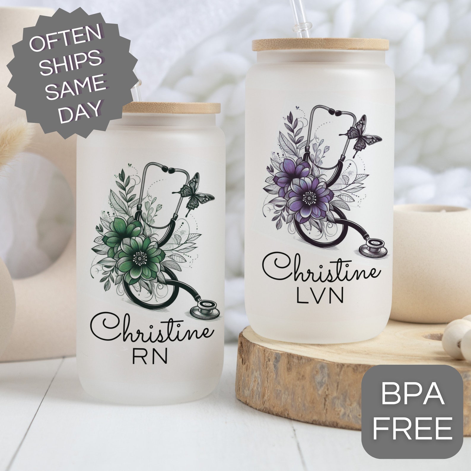 Personalized Medical Assistant Cup Floral Stethoscope Medical Assistant ...