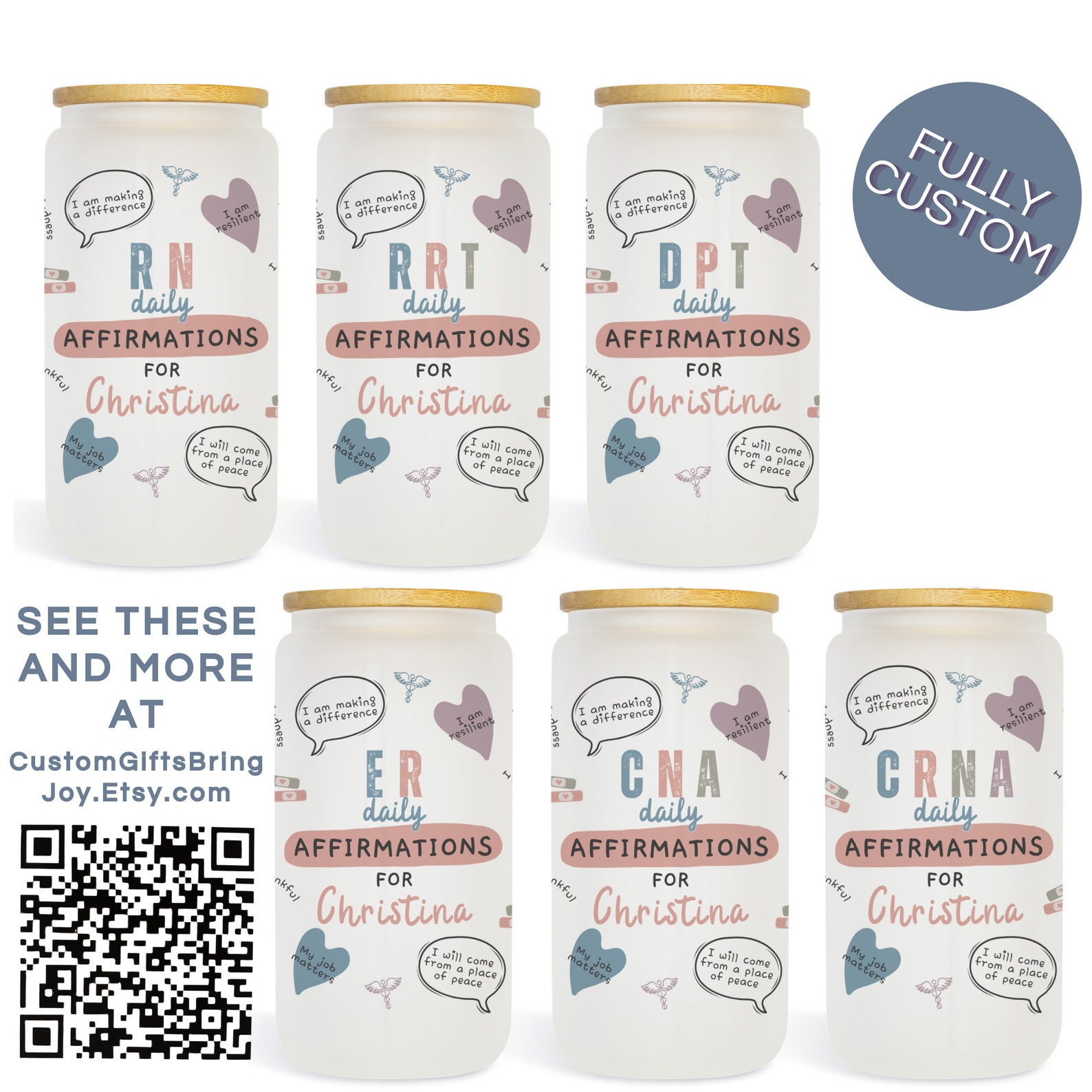 Personalized Nurse Cup Floral Stethoscope Glass Tumbler Nurse Iced ...