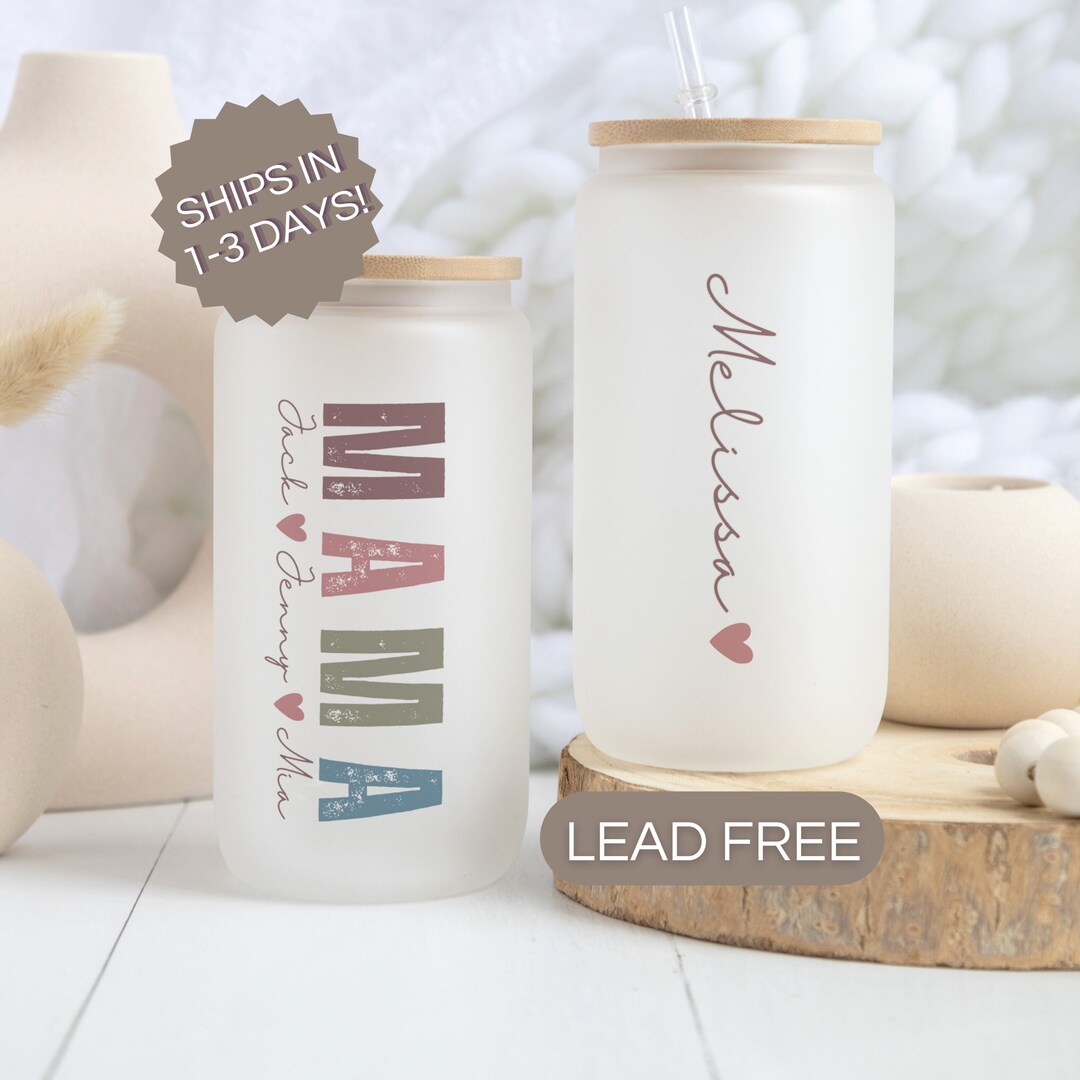 Custom Mama Gift, Mama Glass Tumbler Mama Cup Gift Mama Glass Can ...