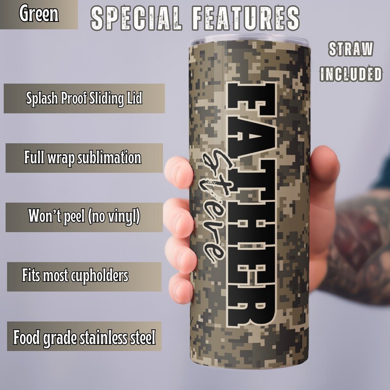 Father Tumbler Custom Father Travel Cup With Kids Names Father Cup ...