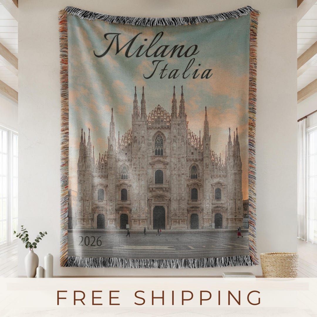 Milan 2026 Photo Blanket Milano Italia Cotton Woven Throw Fringed Italy ...
