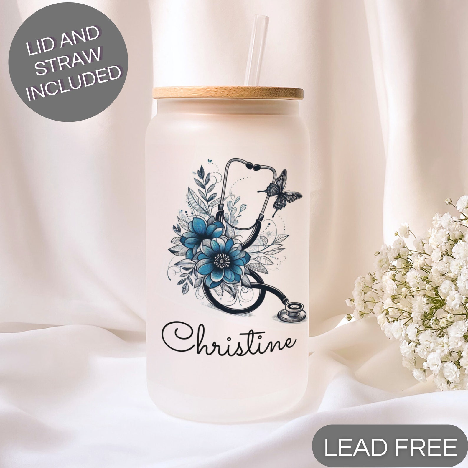 Personalized Medical Assistant Cup Floral Stethoscope Medical Assistant ...