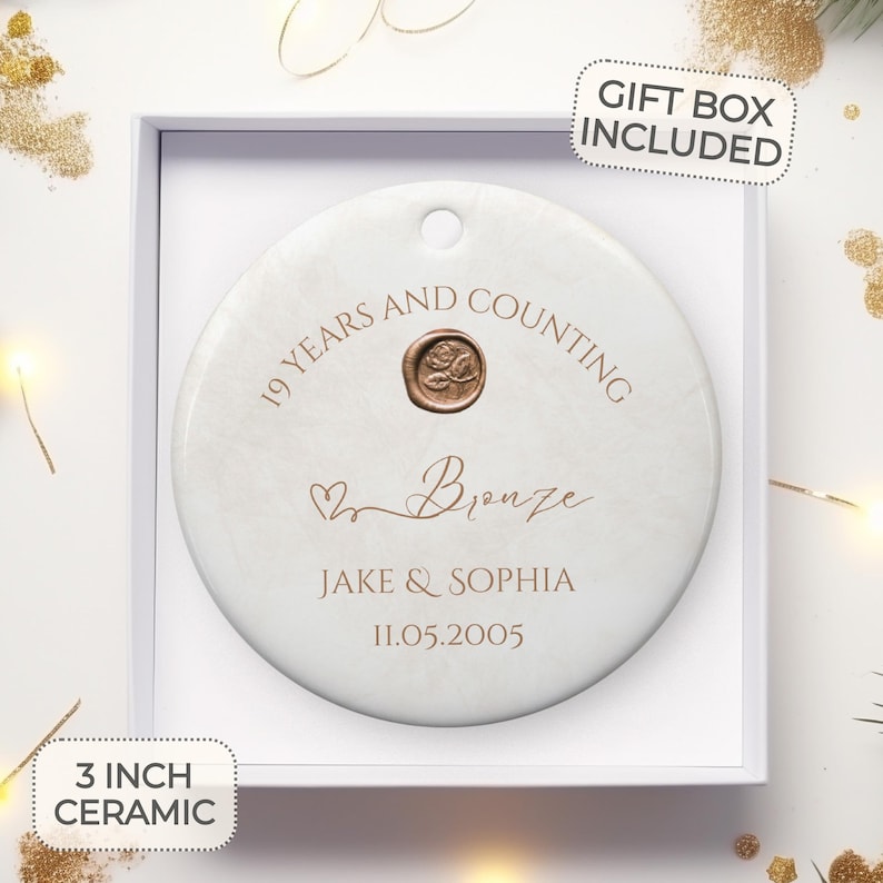 Personalized 19th Anniversary Ornament Bronze Effect Wedding ...