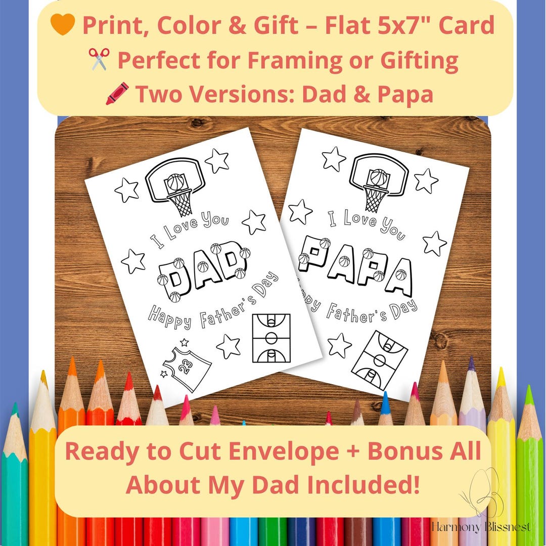 Father’s Day Printable Card | Father's Day Coloring Cards | Kids ...