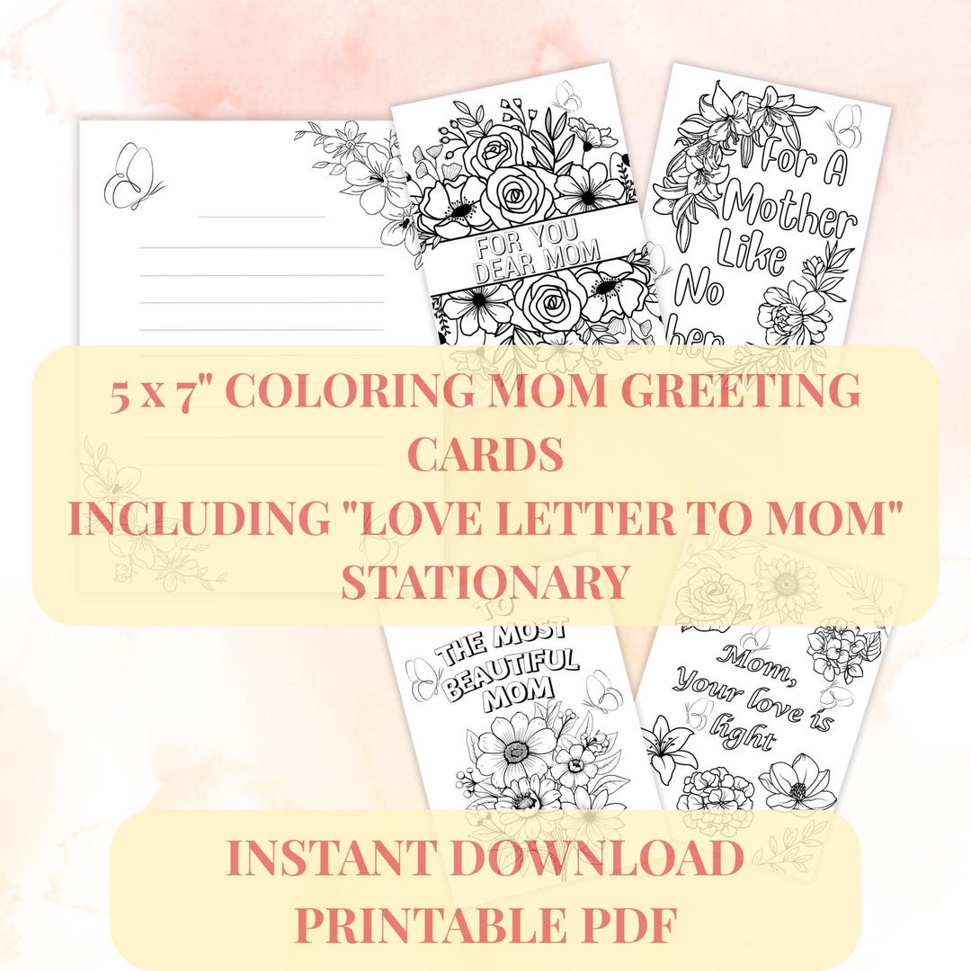Printable Mom Greeting Card Bundle | Printable Envelope | Floral ...