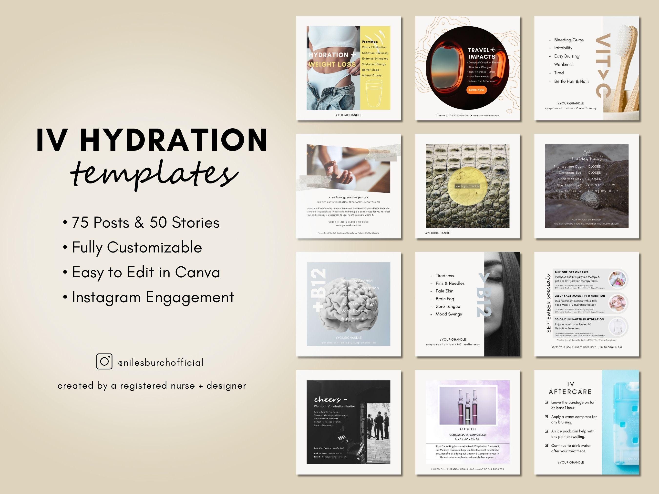 IV Hydration Social Media Templates - Etsy
