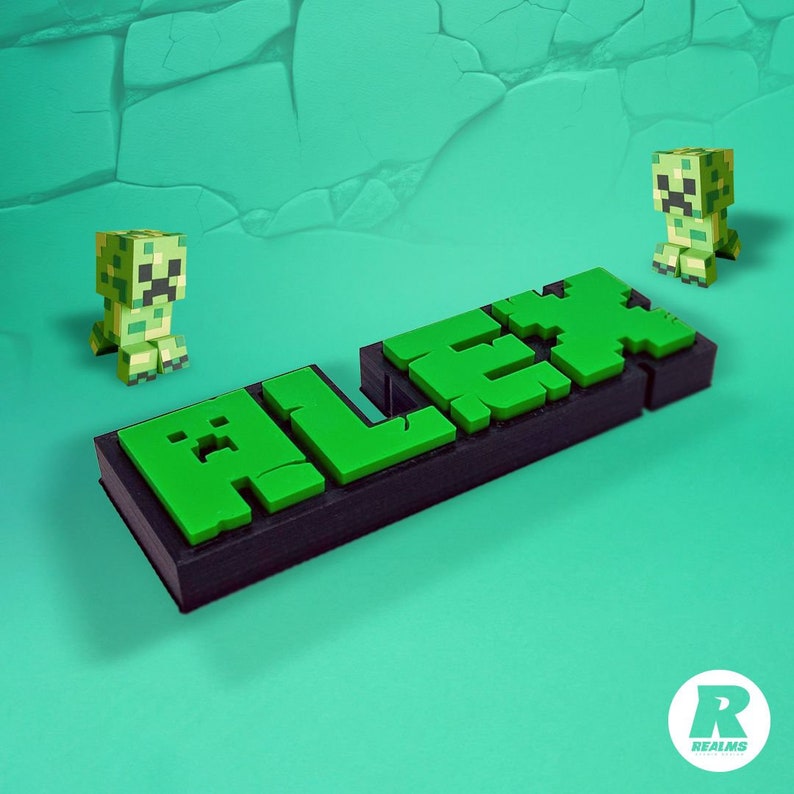 Custom Mine Block Name Sign - Personalised Gaming Room Feature - Gamer ...