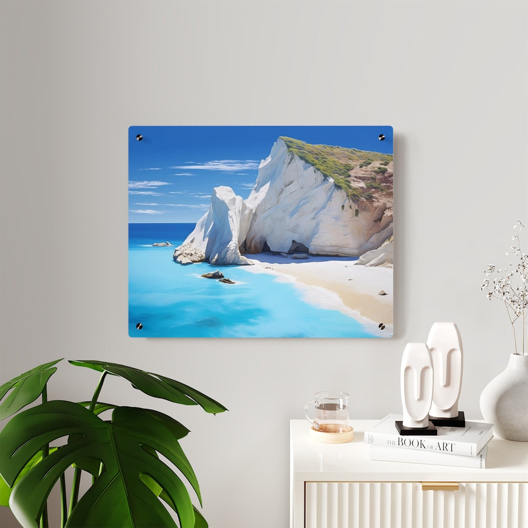 Coast Cliffside Wall Decor, Landscape Art, Nature Painting, Big Canvas ...