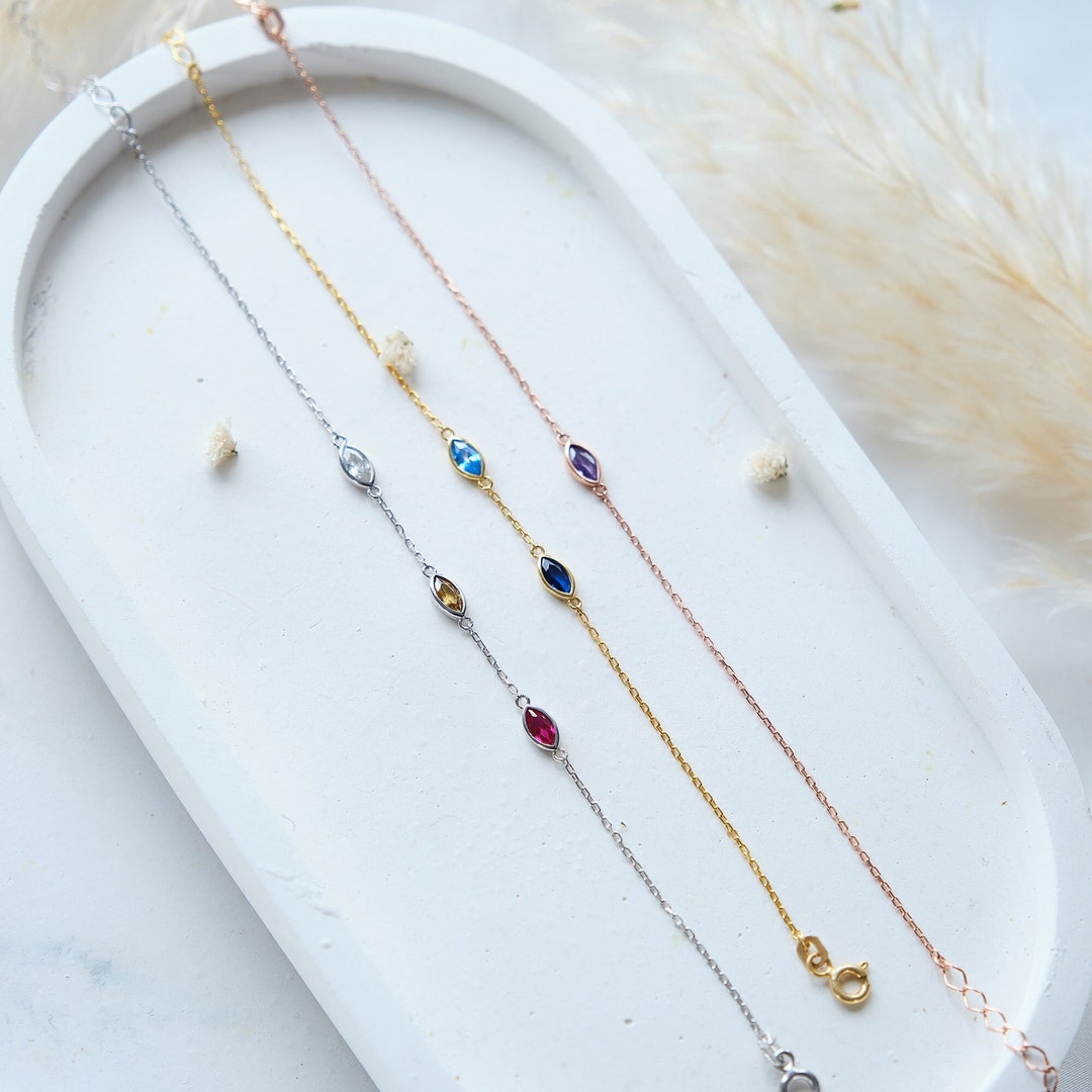 Multi Birthstone Bracelet, Custom Birthstone Jewelry, Family Birthstone ...