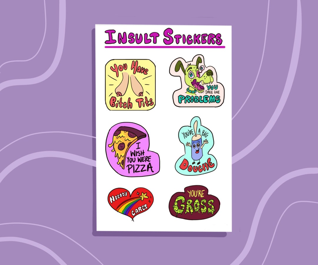 Funny Insult Stickers: Waterproof Cartoon Stickers for Water Bottles - Etsy