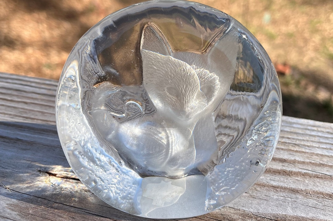 Vintage Crystal Cat Paperweight - Etsy