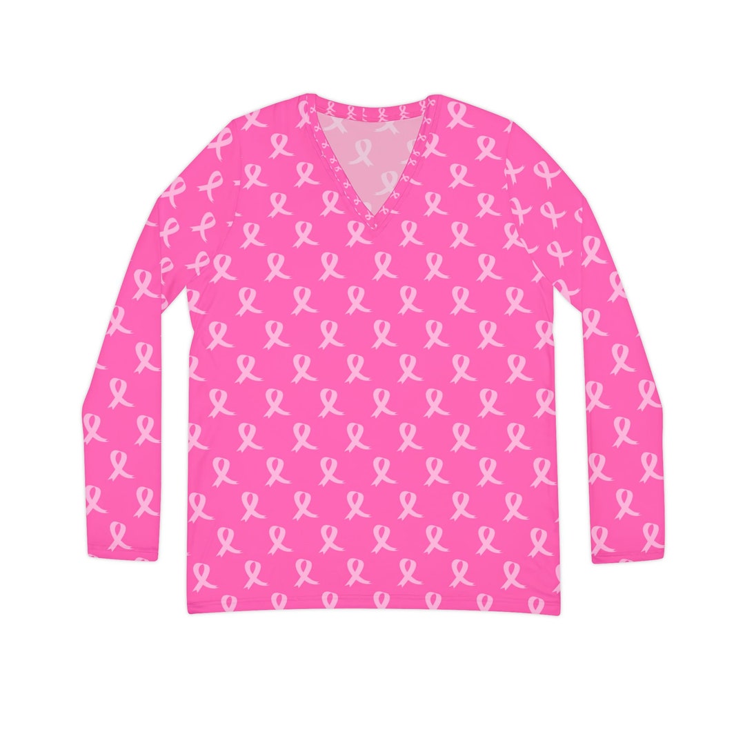 Breast Cancer Ribbon, Breast Cancer Awareness, Women's Long Sleeve V ...