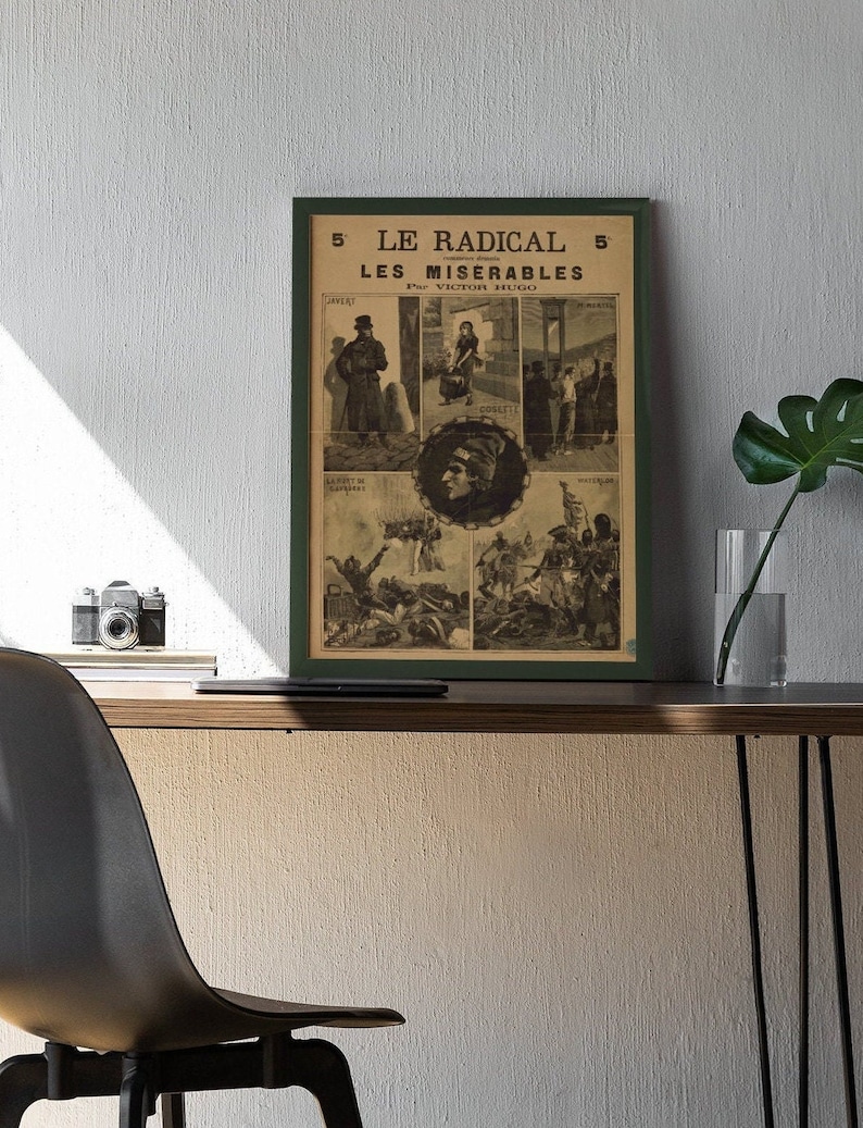 Les Miserables Poster Victor Hugo Vintage Print Poster Literary Wall ...