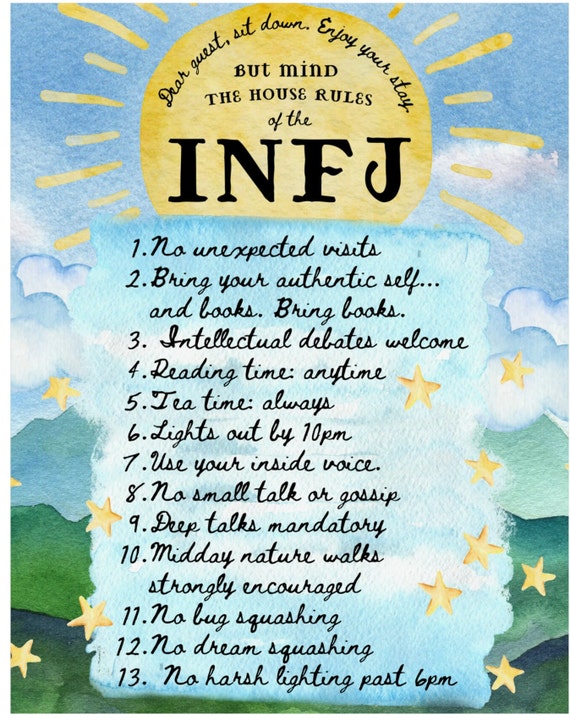 Infj Personality Watercolor INFJ House Rules Poster Myers Briggs INFJ