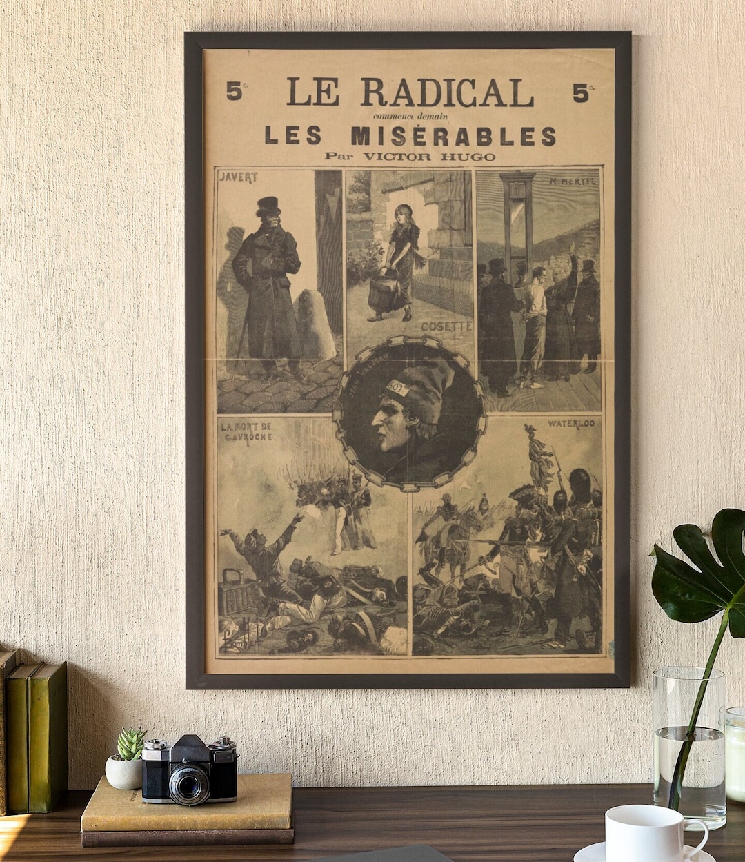 Les Miserables Poster Victor Hugo Vintage Print Poster Literary Wall ...