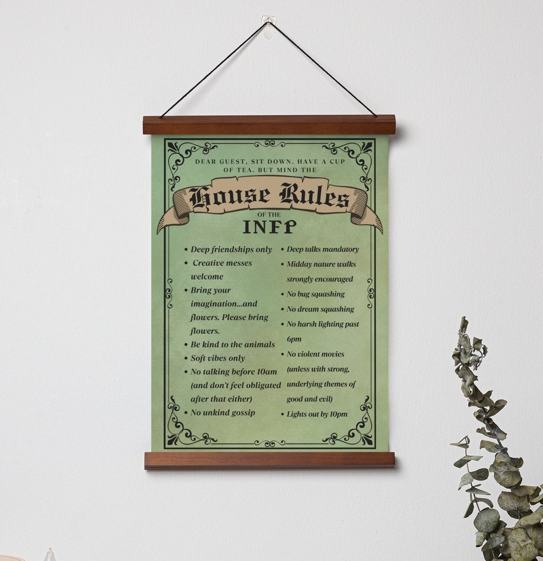 Funny INFP Adult House Rules Poster INFP Wall Hanging Myers Briggs ...