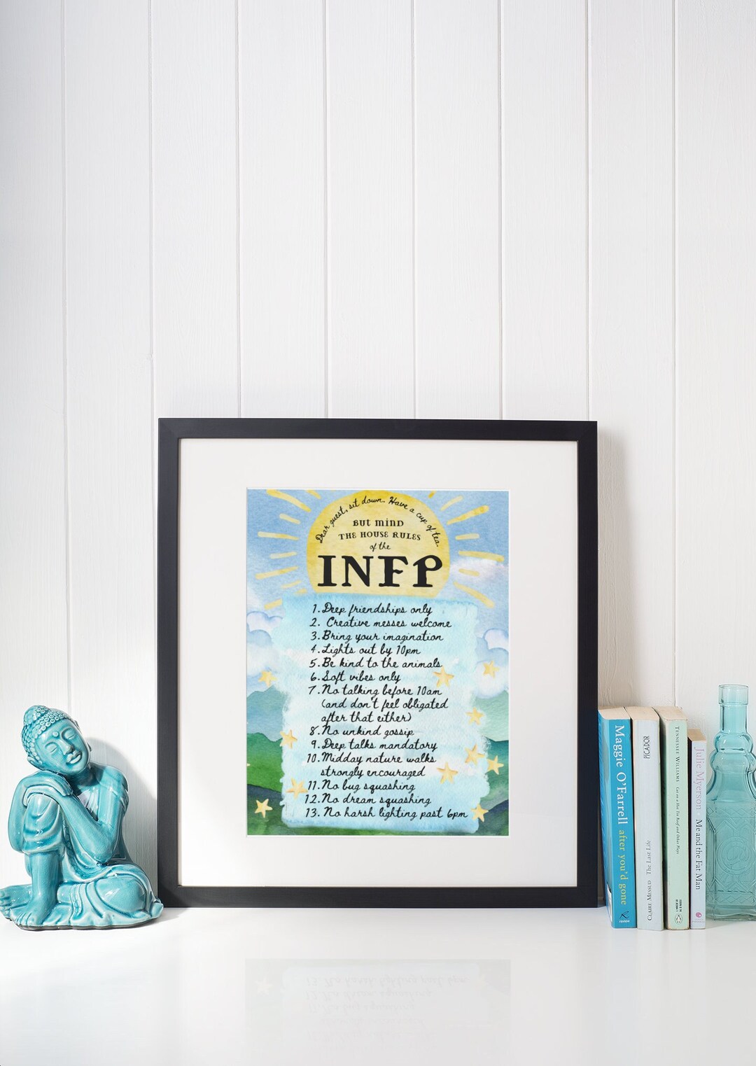 INFP House Rules Poster Myers Briggs Gifts for Introverts Watercolor ...
