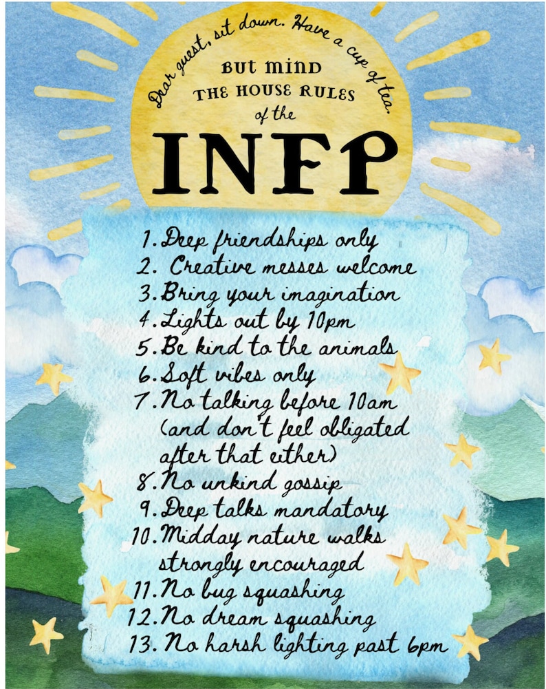 INFP House Rules Poster Myers-briggs Infp Art Funny Infp Art Myers ...