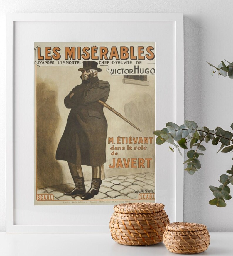 Les Miserables Poster Javert Victor Hugo Vintage Print Poster Literary ...