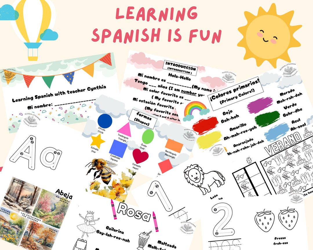 Spanish Bilingual Learning Workbook for Ages 3+ - Etsy
