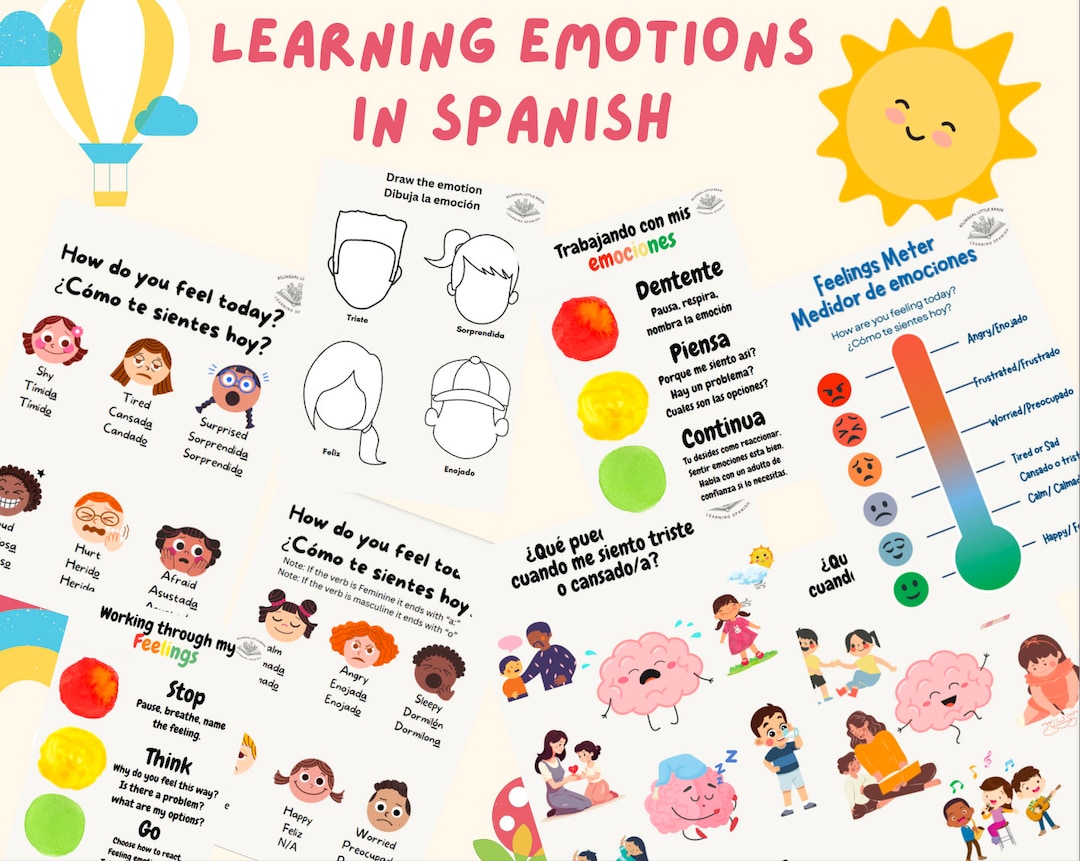 Learning Emotions in Spanish! - Etsy