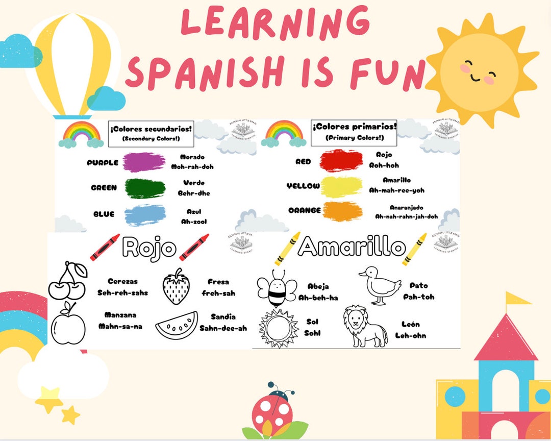 Colors in Spanish - Etsy