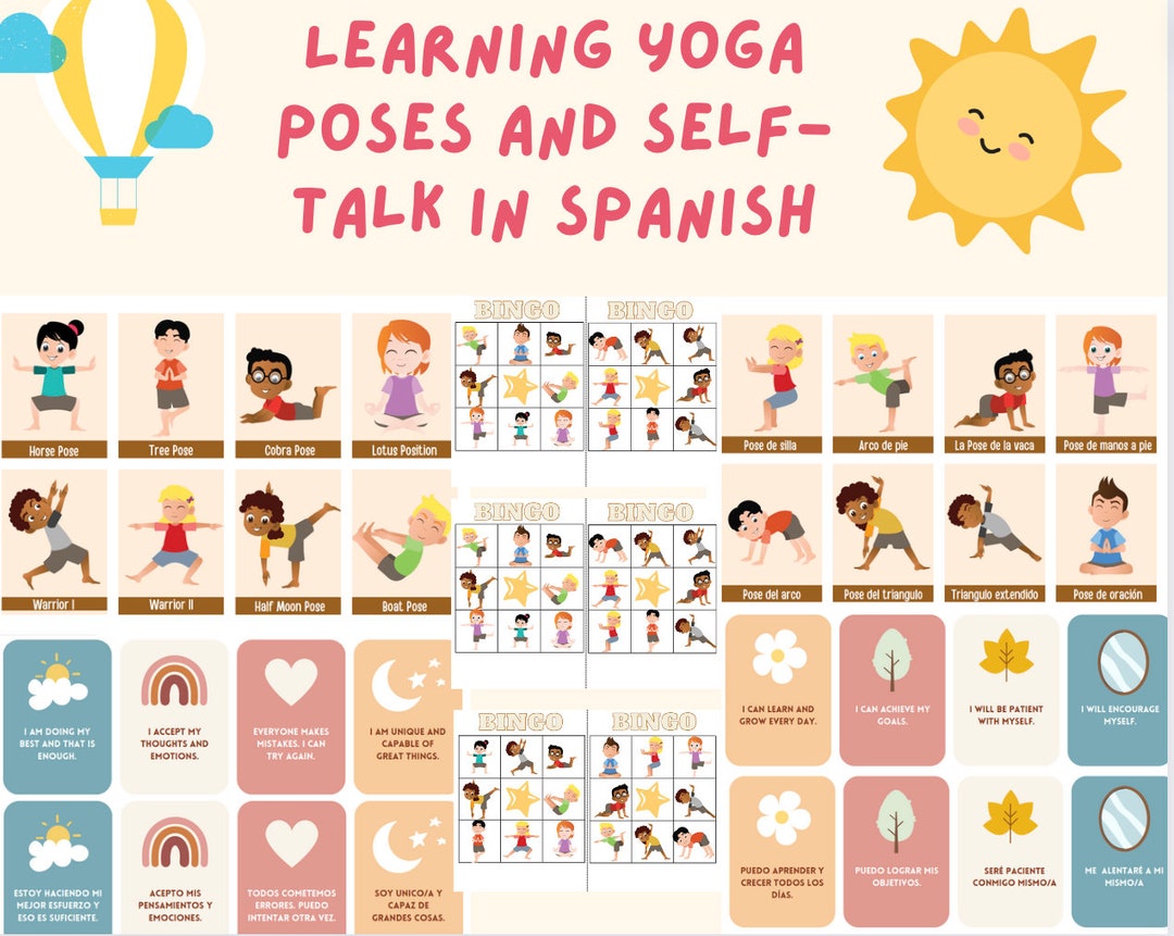 Kids Yoga Poses and Self-steem Cards With a Bonus of Yoga Bingo. - Etsy