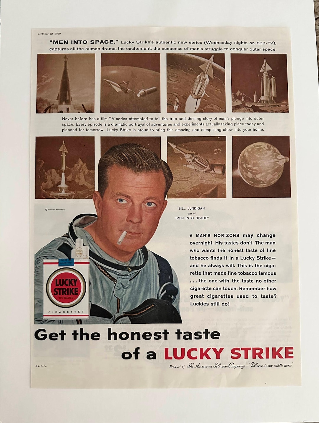 Vintage 1959 Lucky Strike Ad - Saturday Evening Post Advertising - Etsy