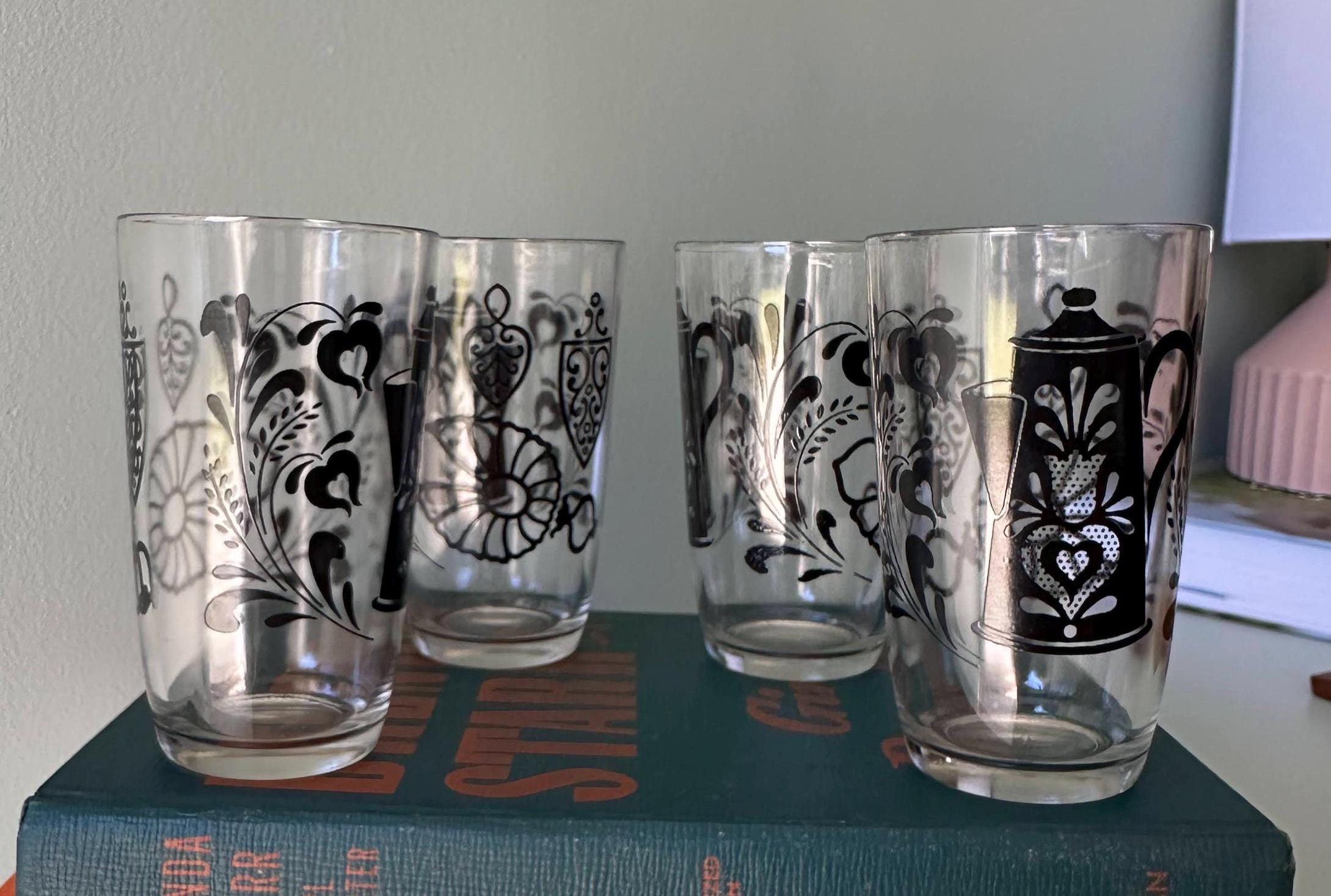 Vintage 1950s Swanky Swig Glasses Coffee Pot Design (set of 4) - Etsy