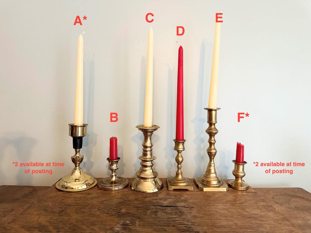 Vintage Brass Candlesticks – Assorted Sizes and Designs (sold ...
