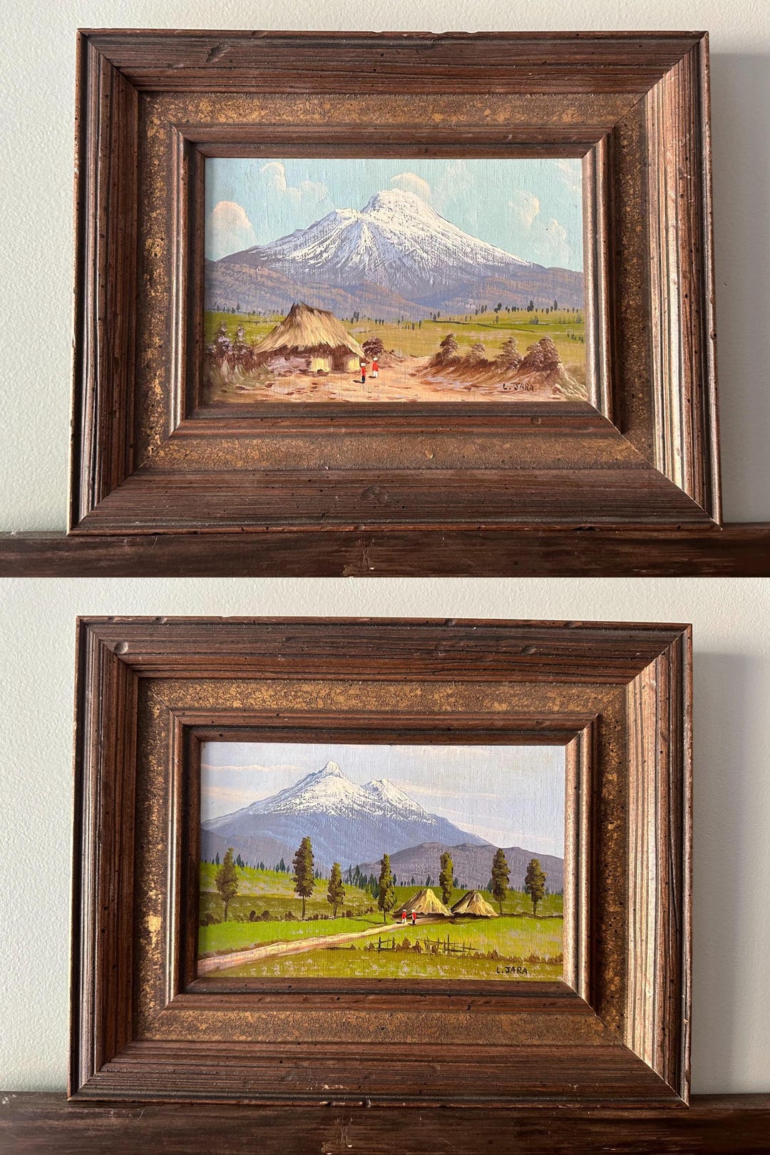 Set of 2 Framed & Signed by Ecuadorian Artist Ligia Jara - Oil ...