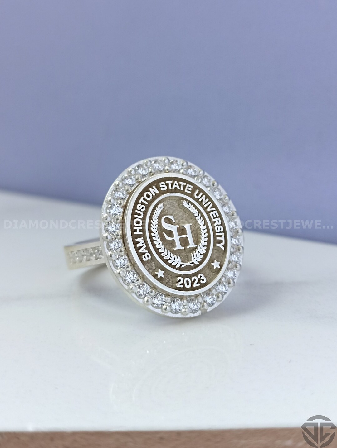 Custom College Class Ring: 925K Silver, Personalized School Logo - Etsy