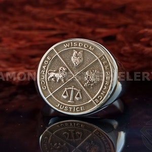Stoic Rings, Justice Wisdom Temperance Courage Ring, Four Virtues Ring ...