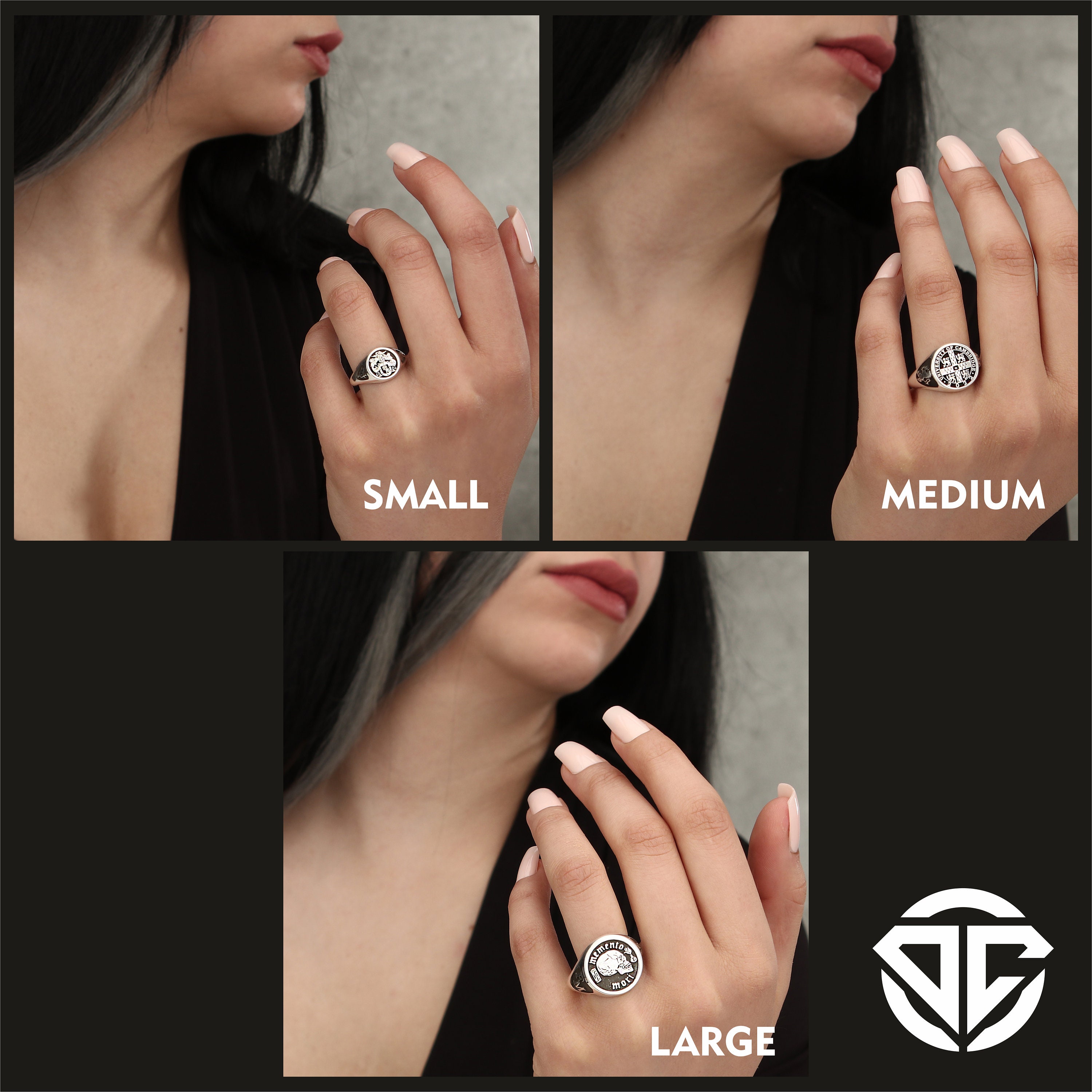 18K Solid Gold Four Virtues, Justice Wisdom Temperance Courage, Ring ...