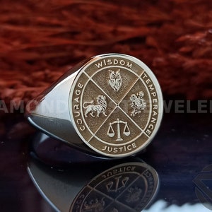 Stoic Rings, Justice Wisdom Temperance Courage Ring, Four Virtues Ring ...