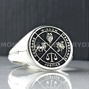 Stoic Rings, Justice Wisdom Temperance Courage Ring, Four Virtues Ring ...
