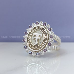 Personalized University Emblem Statement Ring for Alumni, Texas Tech ...