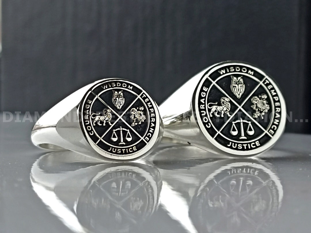 Stoic Rings, Justice Wisdom Temperance Courage Ring, Four Virtues Ring ...