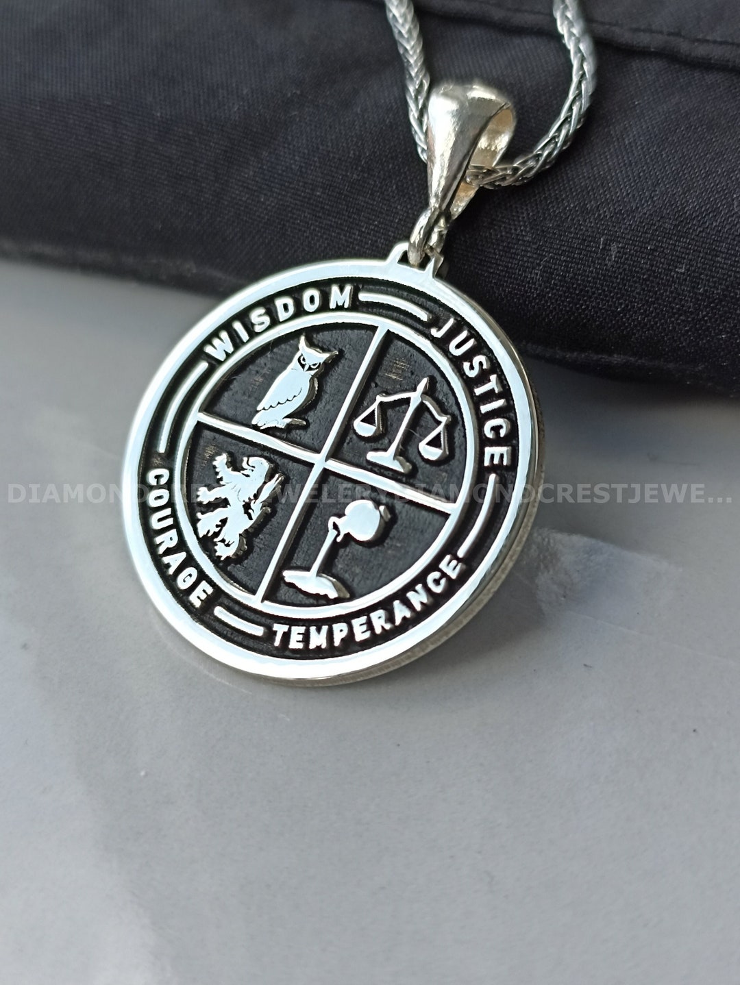 Stoic Cardinal Virtues Necklace: Sterling Silver Wisdom, Justice ...