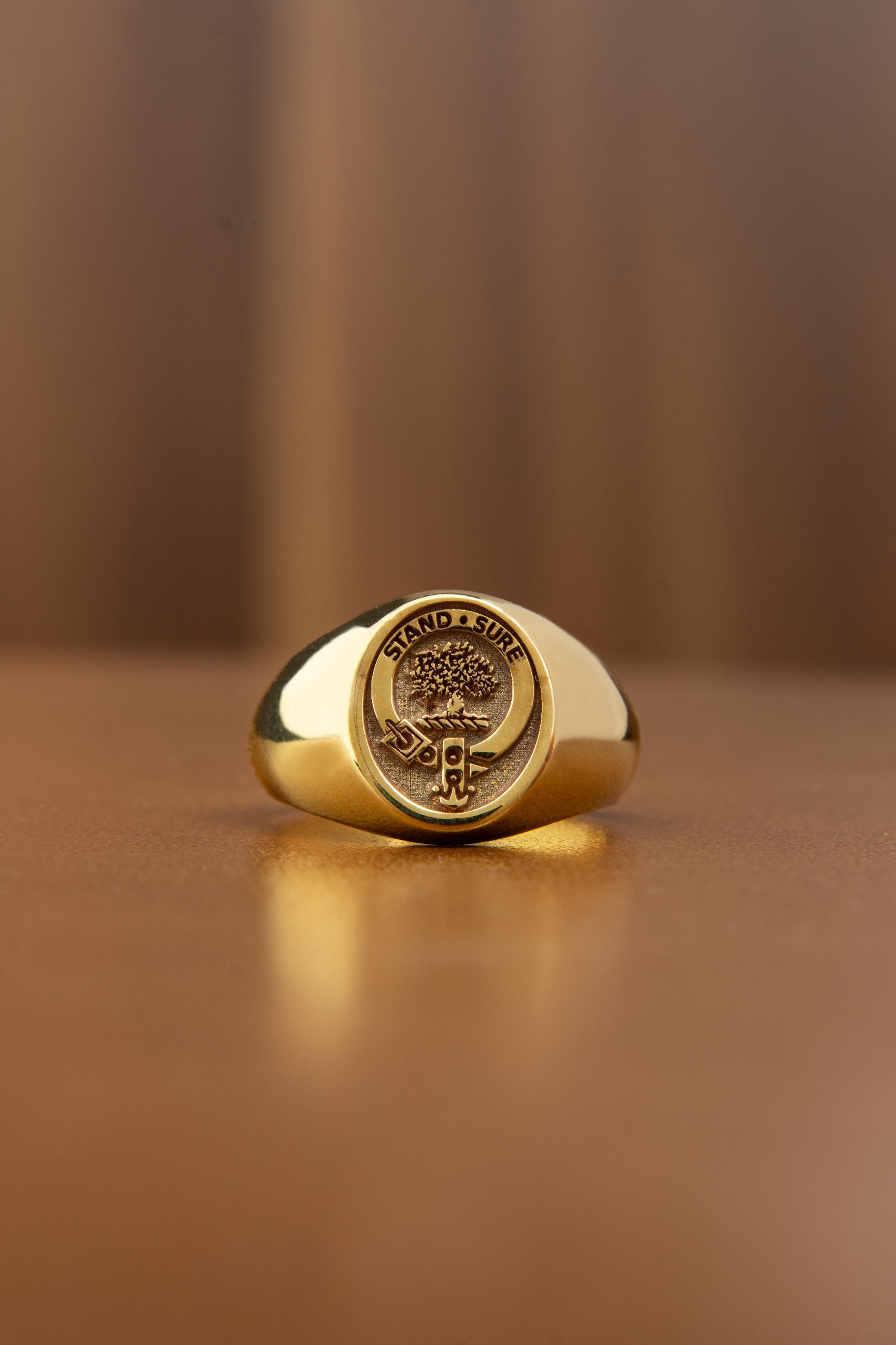 Family Crest Signet Ring, Coat of Arms Ring, Gold Signet Ring for Men ...
