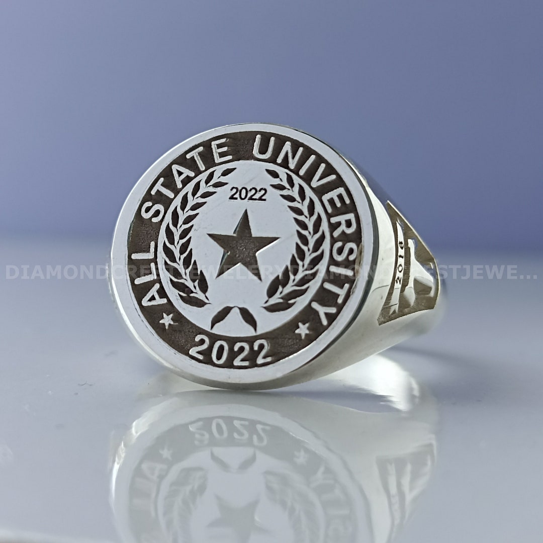 Customizable College Class Ring: Sterling Silver, Gold, or Rose Plated ...