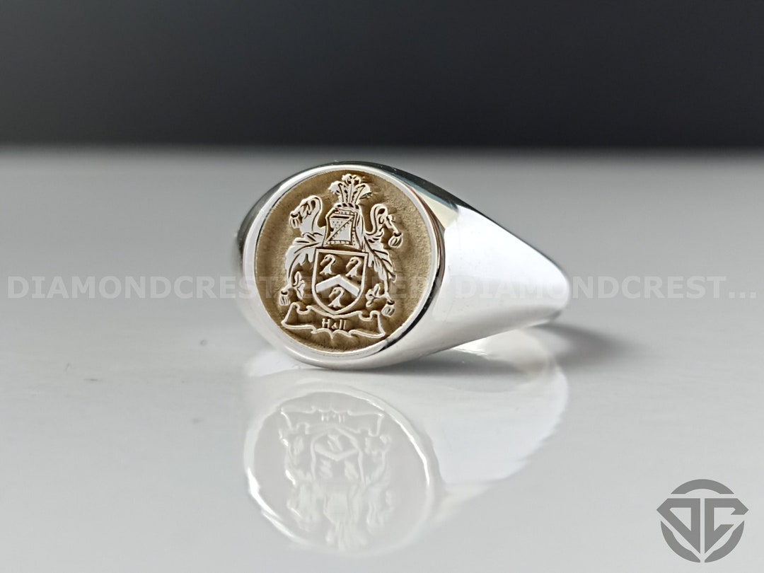 Custom Family Crest Signet Ring: Sterling Silver Coat of Arms - Etsy